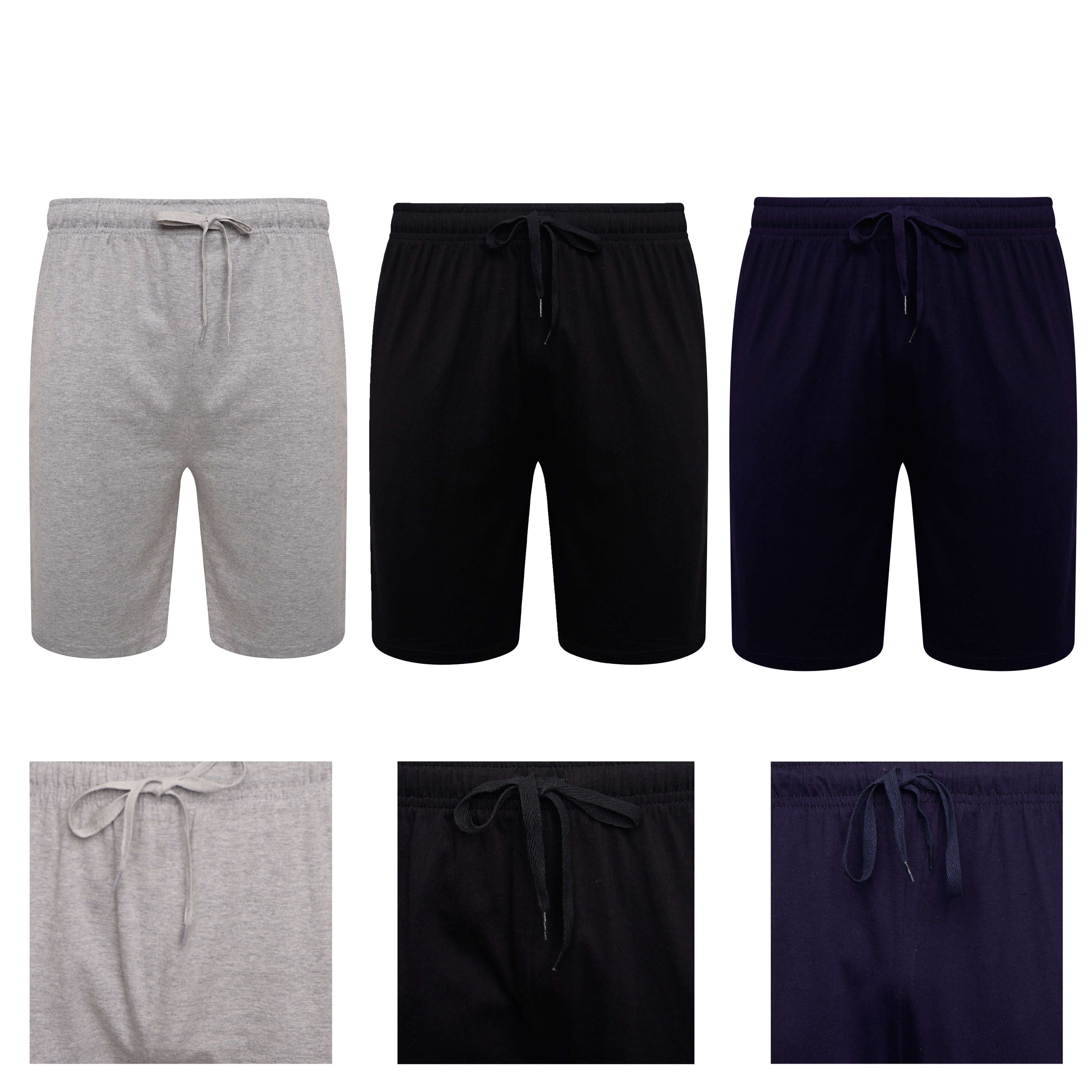 Sock Stack Men's Cotton Lounge Shorts Stretchable 2 Pack Black Navy ...