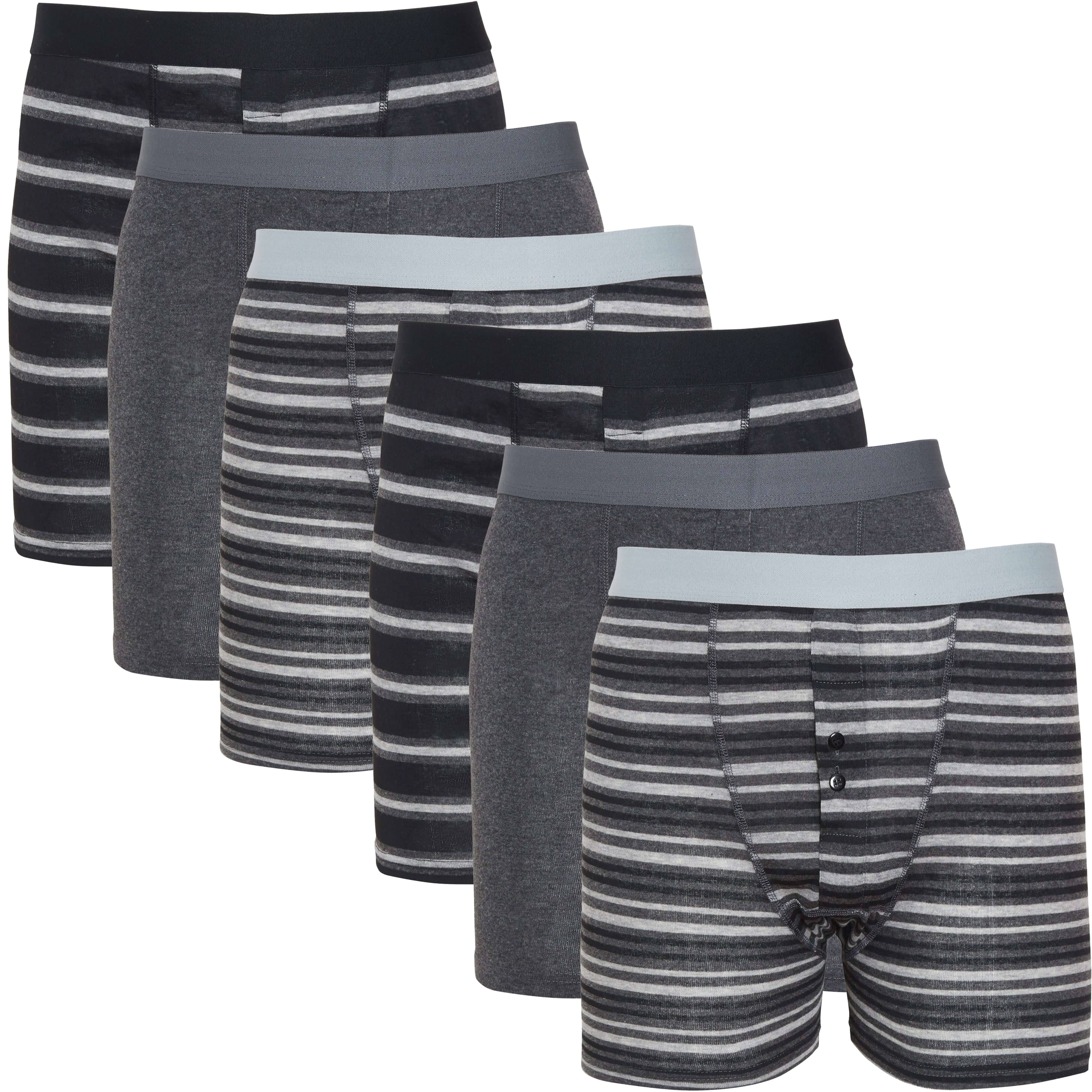 Sock Stack Boxer Shorts 6 Pack Striped Cotton Blend Stretch Men's ...