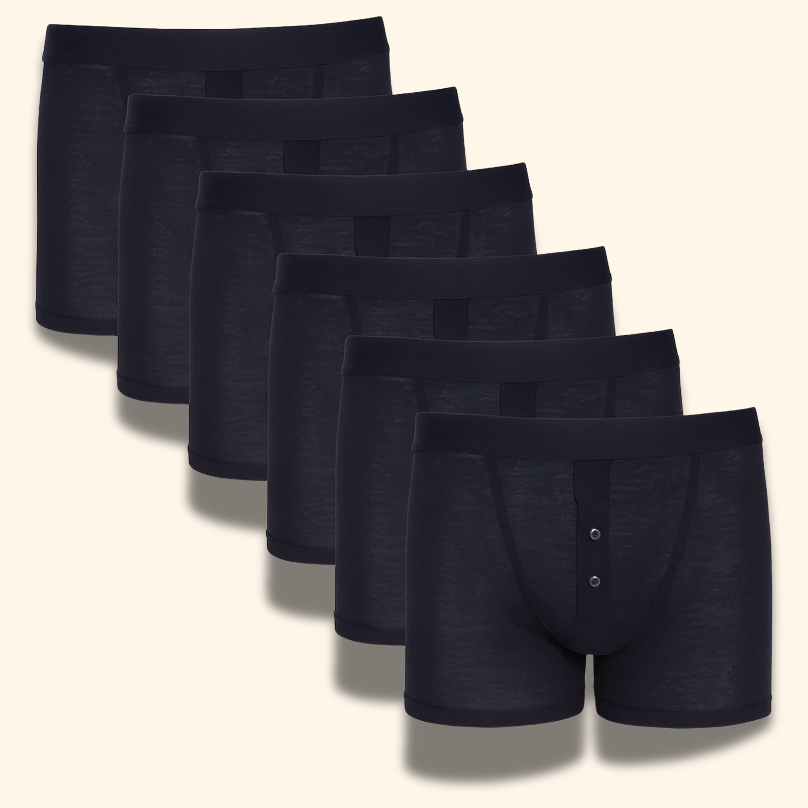 Sock Stack Men's 6 Pair Pack Black Ribbed Boxer Shorts Cotton Stretch ...