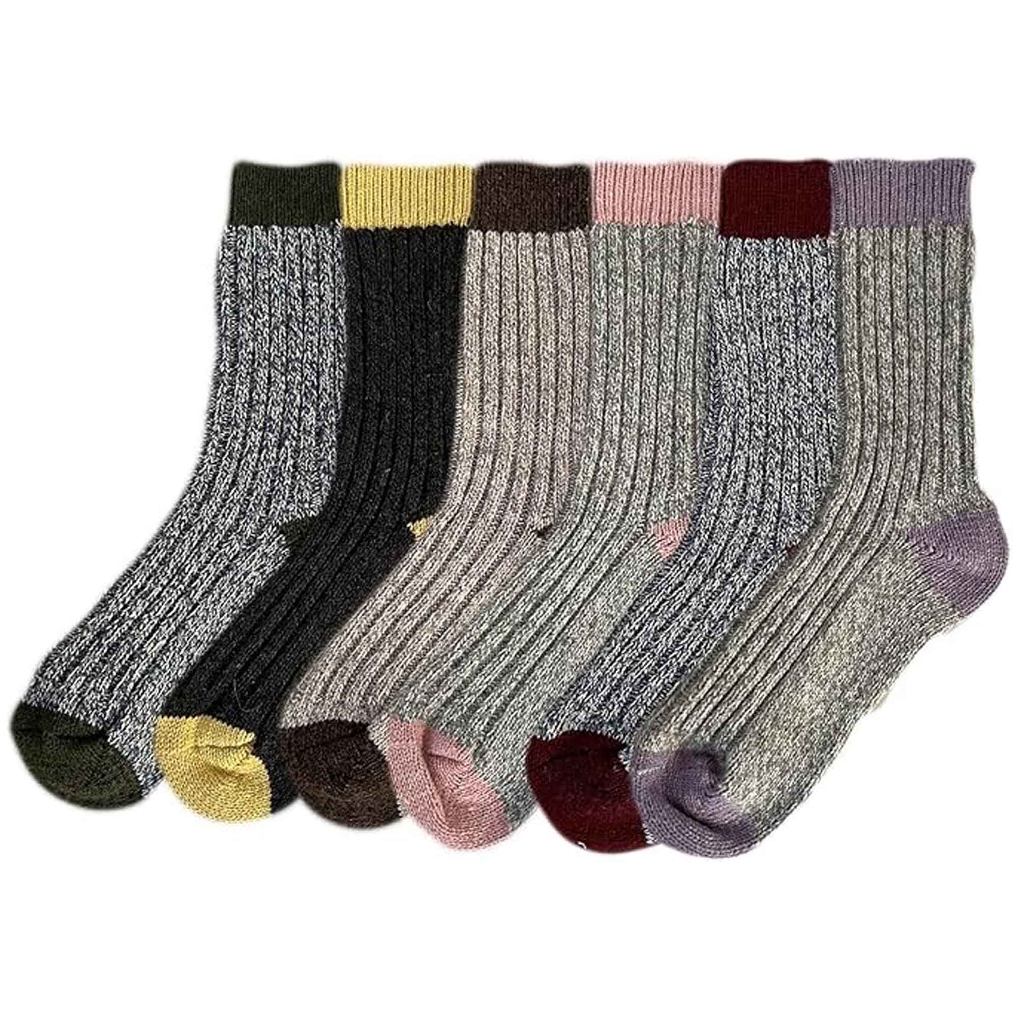 Sock Stack Womens Thick Wool Hiking Socks 6 Pairs Cushioned Reinforced ...