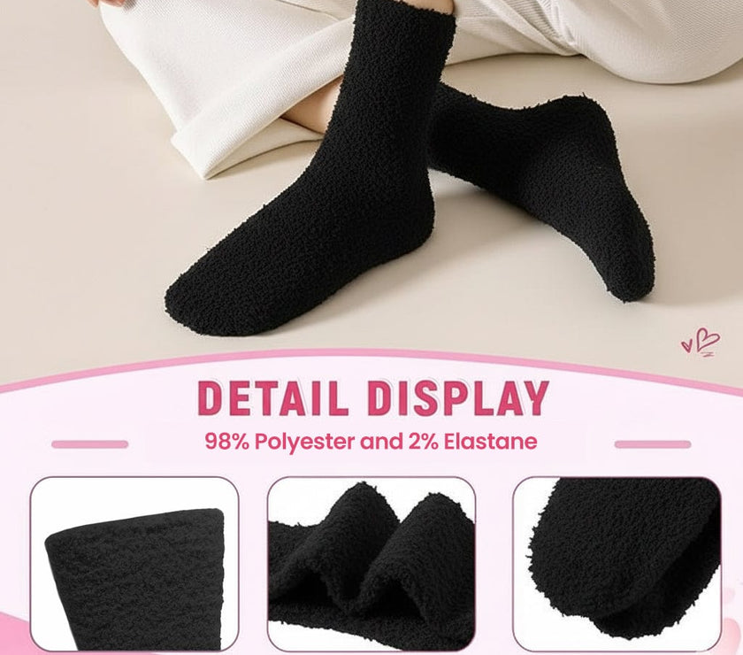 Sock Stack 4 Pairs Womens Cosy Socks Black Ultra Soft Warm Fluffy ...