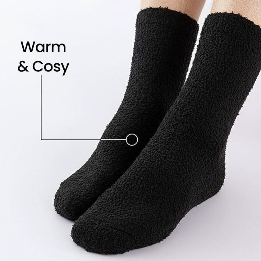 Sock Stack 4 Pairs Womens Cosy Socks Black Ultra Soft Warm Fluffy ...