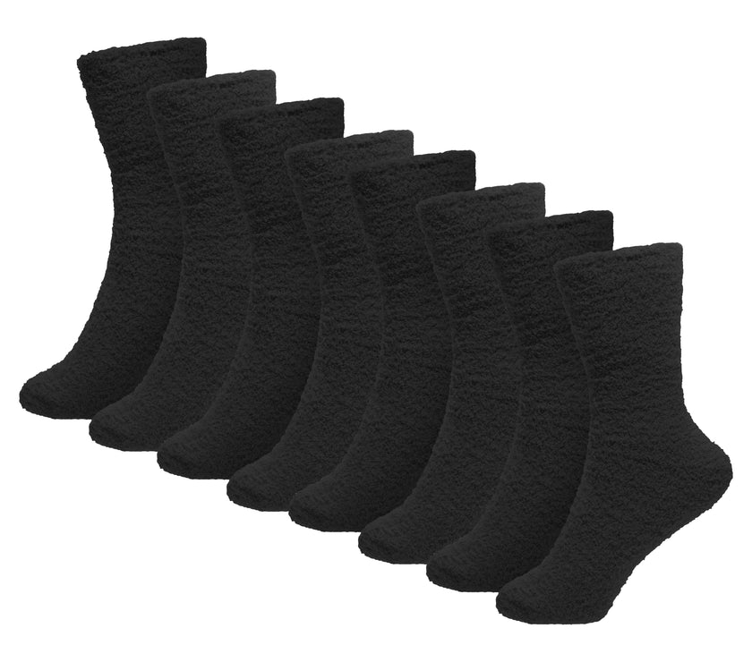 Sock Stack 4 Pairs Womens Cosy Socks Black Ultra Soft Warm Fluffy ...