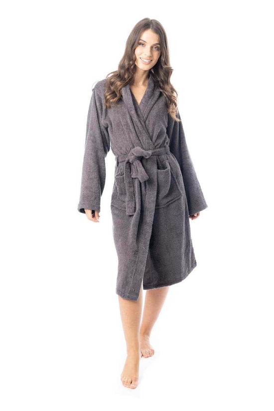 Luxury Women's Terry Cotton Bath Robe Ultra-Absorbent Soft Cozy ...