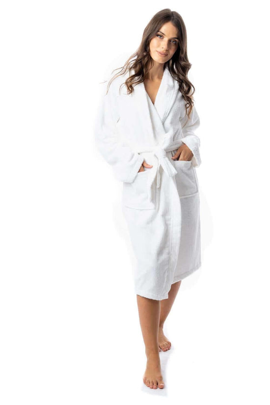 Luxury Women's Terry Cotton Bath Robe Ultra-Absorbent Soft Cozy ...